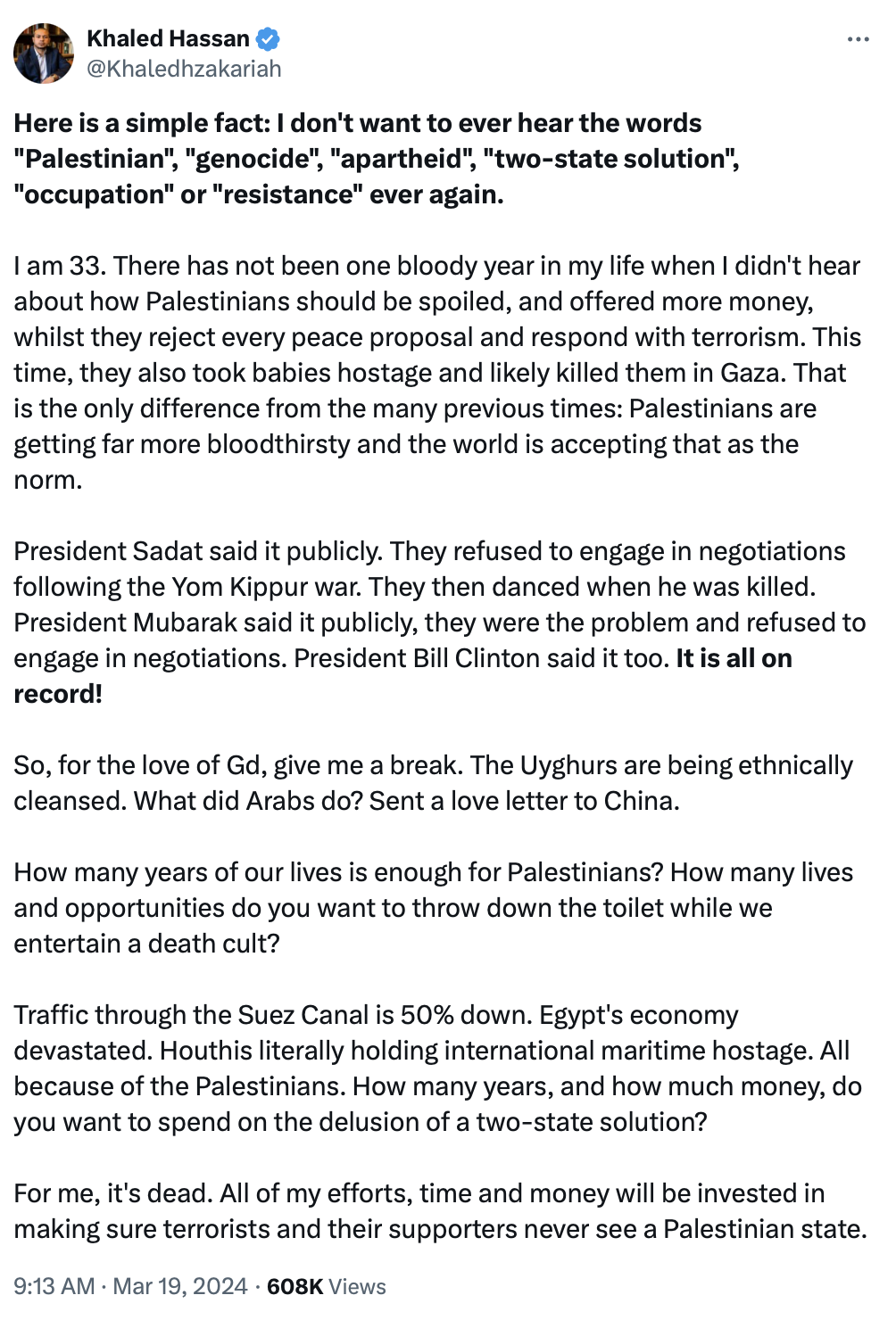 KHALED HASSAN, an Egyptian-born Brit, whose bold statements about the ...