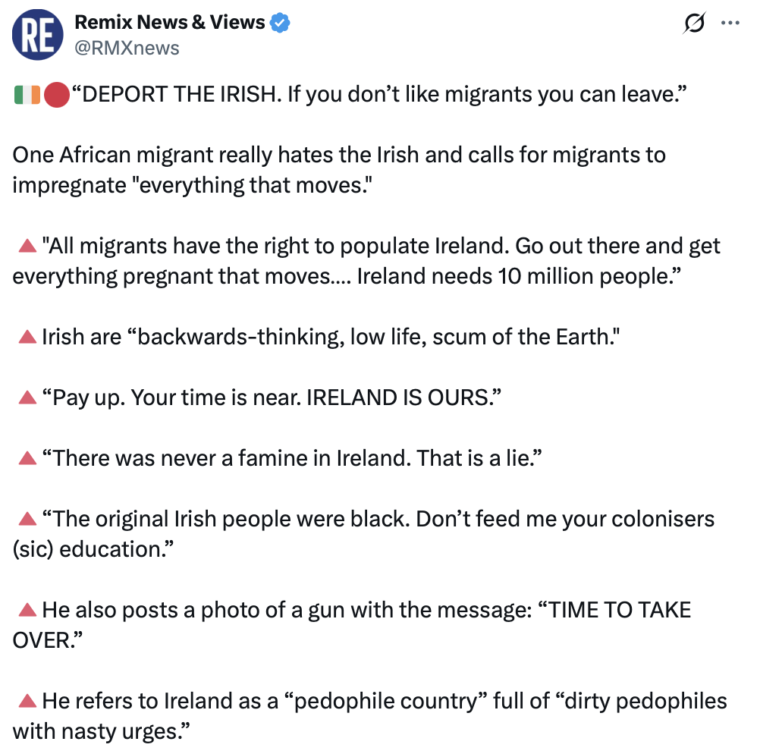 This is what Ireland gets for taking in so many ungrateful African ...